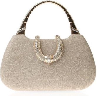 Generic Sac à main chic en diamant pour femme, sac à main élégant pour mariage, soirée, cocktail, banquet, sac à main avec poignée supérieure, Champagne doré,