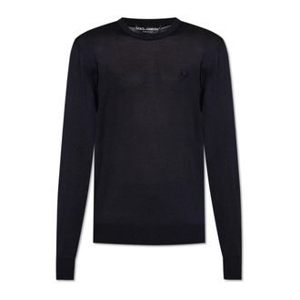 Dolce & Gabbana Seidenpullover mit gesticktem Logo - - Tops - Herren - Blau - 2XL