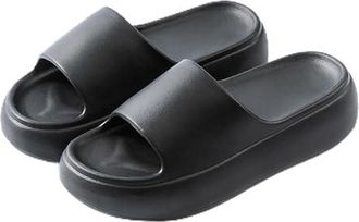 Alexis Leroy Chaussons Femme Pantoufles Semelle Épaisse Douce Antidérapante pour Maison Plage Douche Noir 38-39 EU