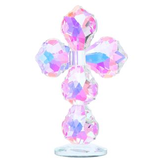 Lurrose Kristallglas Kruzifix Stehende Dekoration Religiöses Gebetszeichen Kristallfigur Tischornament Kapellen Deko Geschenk für Glaubensbekenntnis und Gebet