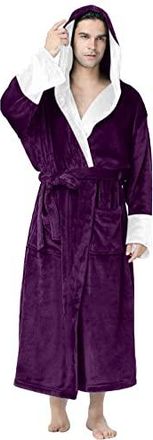 Generic Peignoir pour homme - Col doux et chaud - Long peignoir de chambre - V&ecirc;tement de d&eacute;tente et de nuit - Pyjama en flanelle - Confortable - Robe de carna