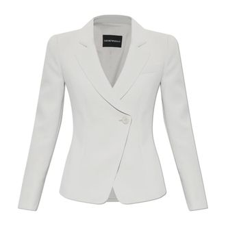 Emporio Armani Femme, Vestes, Gris, Taille: 40 FR Blazer ajust&eacute; &agrave; un bouton avec revers crant&eacute;s