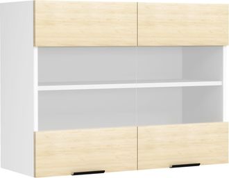 VCM Küchenschrank hängend | Maße ca. H. 60 x B. 80 x T. 31 cm | Hängeschrank mit Zwei Drehtüren | Küchenschrank mit Glas | Küchenmöbel - Fasola