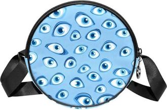Generic Sac &agrave; bandouli&egrave;re rond pour femme, motif yeux flous, petit sac &agrave; bandouli&egrave;re avec fermeture &eacute;clair, bretelles r&eacute;glables, sac &agrave; main rond d&eacute;contract&eacute; p