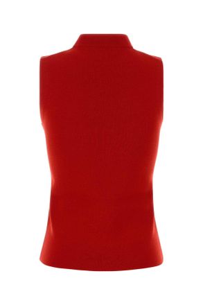 Miu Miu Womens Red Wool Tank Top Rosso Exterior: Virgin Maglieria