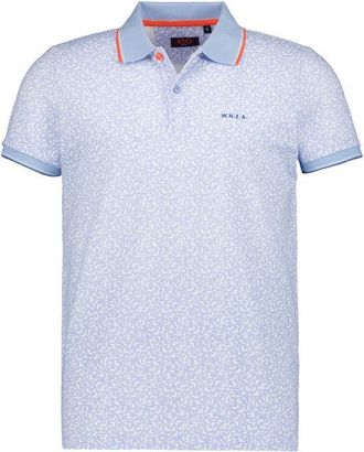 N.Z.A. Herren Polo-Shirt blau Baumwoll-Piqu&eacute;