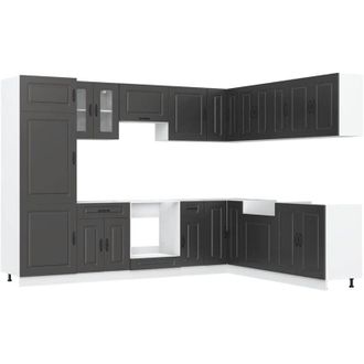 vidaXL 14-tlg. K&uuml;chenschrank-Set Kalmar Schwarz Holzwerkstoff vidaXL