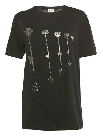 Saint Laurent t-shirt &agrave; imprim&eacute; m&eacute;tallis&eacute; - Noir
