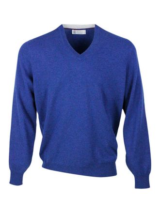 Brunello Cucinelli Pull Col Rond - Bleu