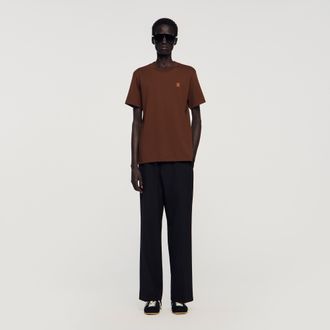 Sandro T-Shirt mit Leder-Logo