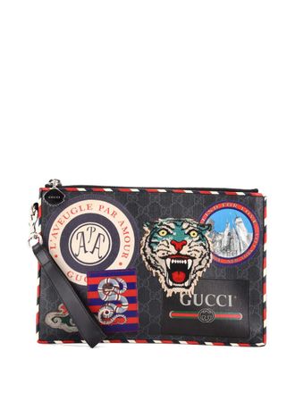 Gucci pochette Night Courrier Pouch GG Coated Canvas with Applique - Noir