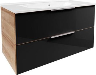 Fackelmann B.brillant Badm&ouml;belset 100cm - Ast Eiche - Glas