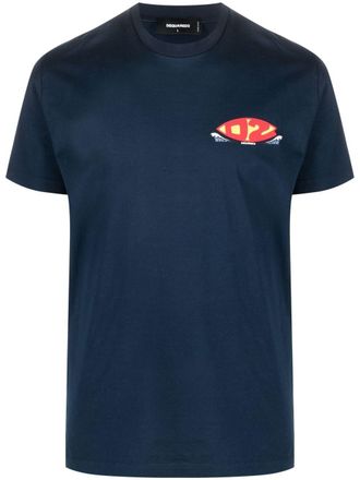Dsquared2 t-shirt en coton &agrave; logo imprim&eacute; - Bleu