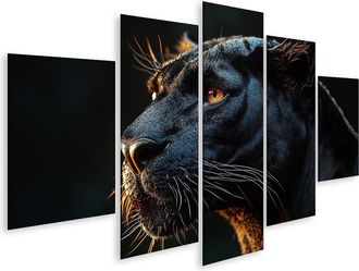 Islandburner Prime Bild auf Leinwand Schwarzer Panther im Sonnenlicht seitliches Portr&auml;t Bilder Wandbilder Poster