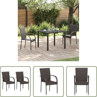 vidaXL vidaXL Poly Rattan - Stapelbare Gartenst&uuml;hle 2 Stk. Poly Rattan Braun