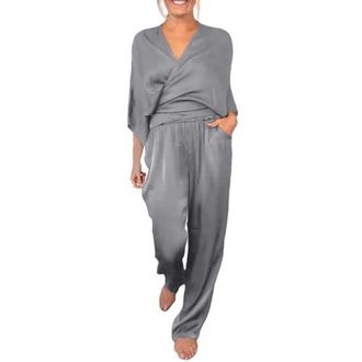 Generic Surv&ecirc;tement en velours pour femme - Imprim&eacute; papillon - Pantalon d&eacute;contract&eacute; &agrave; col rond - Marron chocolat - Ensemble assorti - V&ecirc;tement de sport pour f