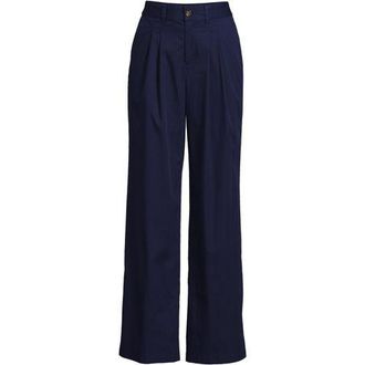 Lands End Chinohose High Waist mit weitem Bein, Damen, Gr&ouml;&szlig;e:42 petite, Blau, Baumwolle/Elasthan, by Lands End