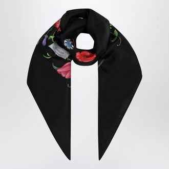 Gucci Schwarzes bedrucktes Seidentwill-Tuch