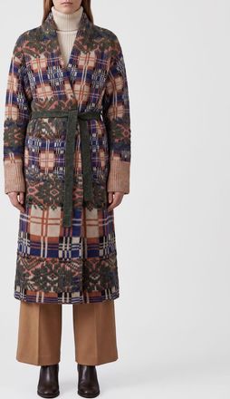 Dries Van Noten Cardigan peignoir en alpaga avec motif jacquard ethnique
