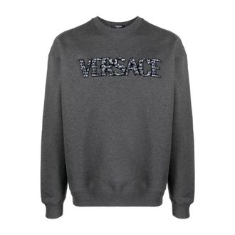Versace Bestickter Sweatshirt - - Sweatshirts & Hoodies - Herren - Grau - S