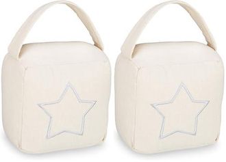 Relaxdays T&uuml;rstopper Sack, moderner T&uuml;rsack in Vintage Design, Boden, Stofft&uuml;rstopper m. Griff, 18,5 x 14 x 10 cm, beige (Packung mit 2)