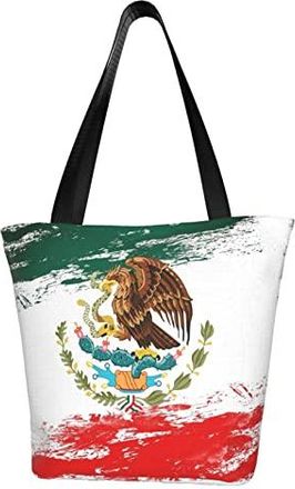 AOOEDM Aigle mexicain drapeau sac d&eacute;picerie r&eacute;utilisable sac &agrave; provisions d&eacute;contract&eacute; sac &agrave; bandouli&egrave;re sac &agrave; main pour hommes femmes ECO march&eacute; sac sac de p