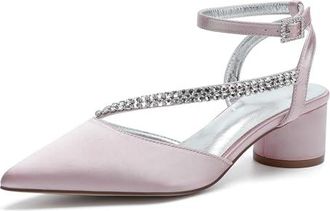 Generic Chaussures De Mariage Chunky Heels Chaussures Habillées De Mariée Slingback Femme Sexy Bout Pointu High Heels4.5Cm,Bean Paste Color,39 EU