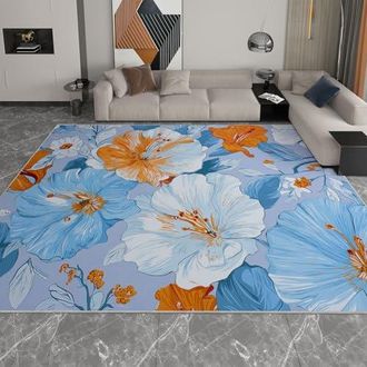 Generic Tapis Lavable Doux Art Floral &Eacute;l&eacute;gant, Paillasson &agrave; Poils Bas Antid&eacute;rapant Doux pour Salon Chambre &agrave; Coucher Maison Bureau entr&eacute;e Cuisine Couloir 140 