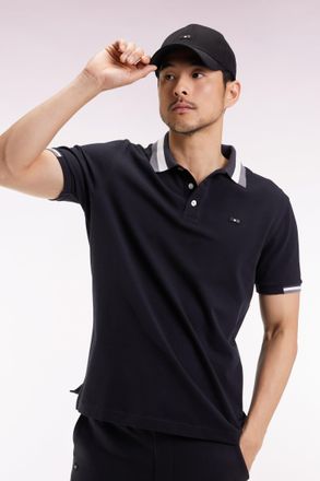 Eden Park Polo Manches Courtes En Coton Noir D&eacute;tails Tricolores Coupe Ample