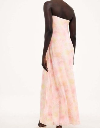 NA-KD Robe tube longue pliss&eacute;e &agrave; imprim&eacute; coquelicot-Rose