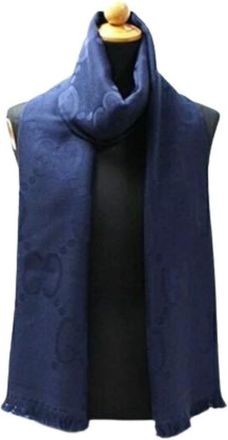 Gucci unisex, Pre-owned, Bleu, Taille: ONE Size Pre-owned Wool Scarf
