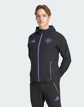adidas adidas Performance - Manchester United Tiro 25 - Competition Vis Tech - Auswärts-Trainingsjacke in Schwarz / Purple Rush