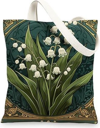 Generic Sacs fourre-tout en toile botanique, sacs à provisions réutilisables, sacs à provisions réutilisables, sacs à bandoulière légers et lavables, vert, 13