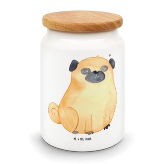 Mr. & Mrs. Panda leckerlidosen Mops - Geschenk, Vorratsglas, Frischhaltedosen, Knuffig, Vorratsdosen, Hundemama, Hund, Vorratsbeh&auml;lter, Aufbewahrungsdosen, zuckerdose,