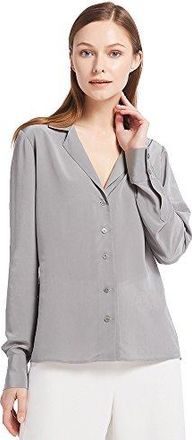 LilySilk Chemise Basique en Pure Soie Féminin Chemisier Boutonné pour Femme Manches Longues Col V Style Décontracté Chic Mode demploi 18 Momme XXL Gris Perle