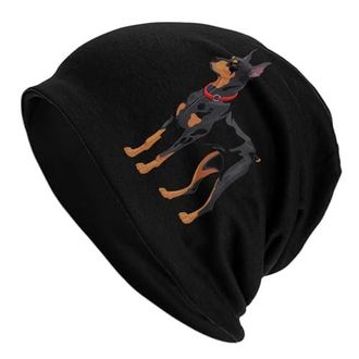 Generic Femme Homme Bonnet &Agrave; Revers Chien Doberman Bonnet dhiver Doux Bonnets De Ski Chaud Hiver Chapeaux pour Quotidien Ski Course