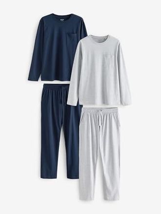Next Homme Ensemble Pyjama en Jersey &agrave; Manches Longues Navy Blue/Grey XXL