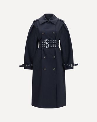 Ganni Double-breasted cotton Trench Coat with double belt Female 34