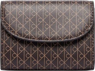 Calvin Klein Geldb&ouml;rse Emblem Aop Flap Coin Wallet LV04F1226G Braun