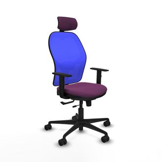 Piqueras y Crespo Ergonomischer Schreibtischstuhl mit 1D-Armen, h&ouml;henverstellbare Lendenwirbelst&uuml;tze und h&ouml;henverstellbares Kopfteil, Blau/Violett