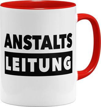 OM3 Anstaltsleitung Statement Tasse mit Spruch - Keramik Becher - 11oz 325ml - Beidseitig Bedruckt - 2 - Rot