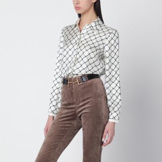 Gucci Wei&szlig;es Seidentwill-Hemd mit Print