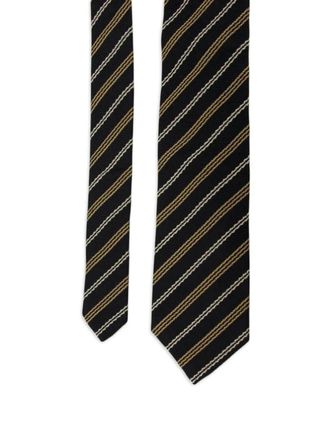 Brunello Cucinelli cravate en soie à rayures diagonales - Noir