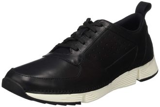 Clarks Herren Tri Sprint Sneaker, Schwarz (Black Leather Black Leather)