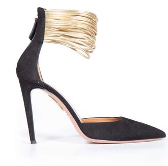 Aquazzura Black Hello Lover Suede Heels Size 40.5