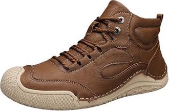 Generic Baskets montantes en cuir pour homme avec embout en caoutchouc, chaussures d&eacute;contract&eacute;es &agrave; lacets avec semelle int&eacute;rieure rembourr&eacute;e, semelle ext&eacute;rieu