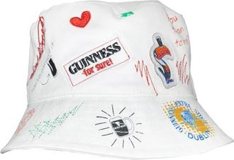 Guinness Chapeau cloche soleil blanc avec motifs gribouillis, blanc, Taille unique