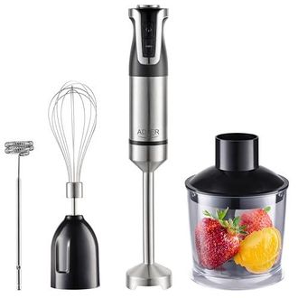 Adler Europe Mixeur Plongeant AD 4627 - 1800 W de puissance, 20 vitesses avec fonction Turbo - 4 lames en acier inoxydable, hachoir 600 ml, verre doseur 700 ml, fo