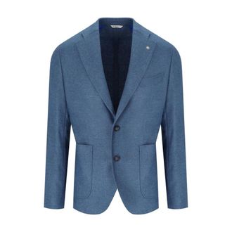 Manuel Ritz Blaue Woll-Einreiher-Jacke - - Jackets - Herren - Blau - XL