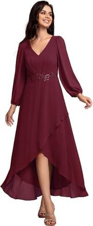 Ever-pretty Robe de Mariée pour Mère Manches Lanternes High Low Col V Appliqué pour Invités